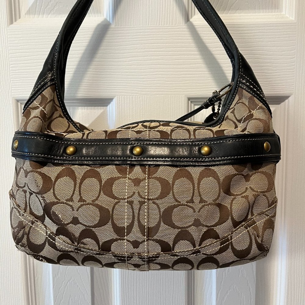 Coach Tan Signature Canvas And Brown Leather Belted H… - Gem